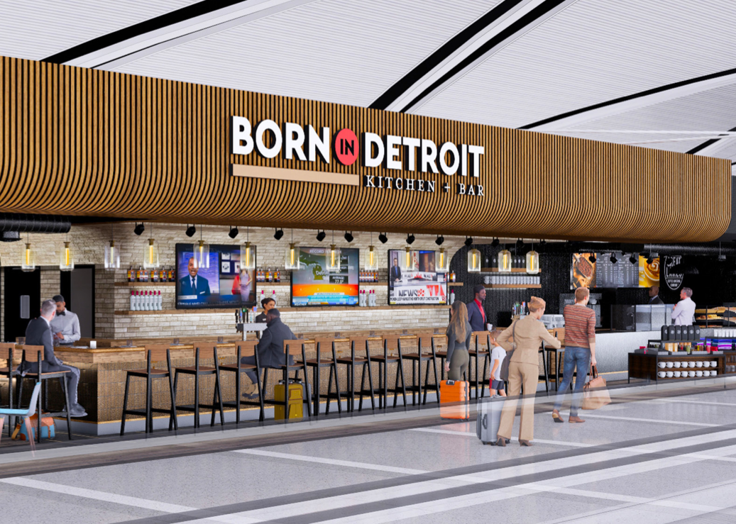 Grab a bite before your flight at Born In Detroit's eatery